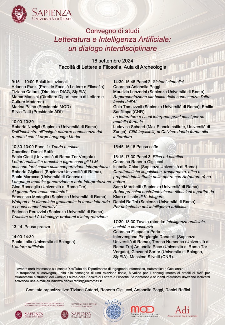 Convegno di studi "Letteratura e Intelligenza Artificiale: un dialogo ...