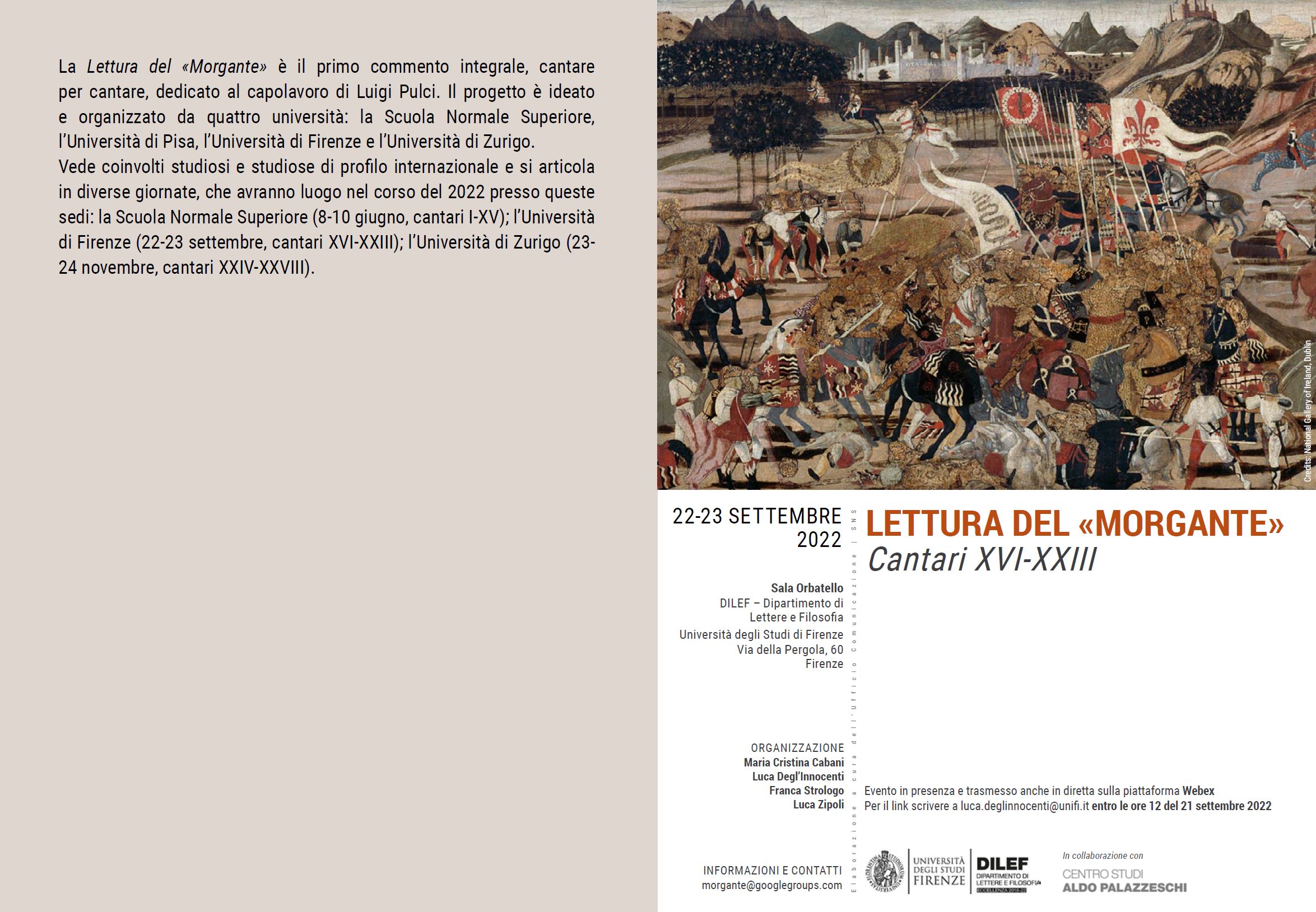 Ciclo di conferenze "Lettura del Morgante" - ADI - Associazione degli ...